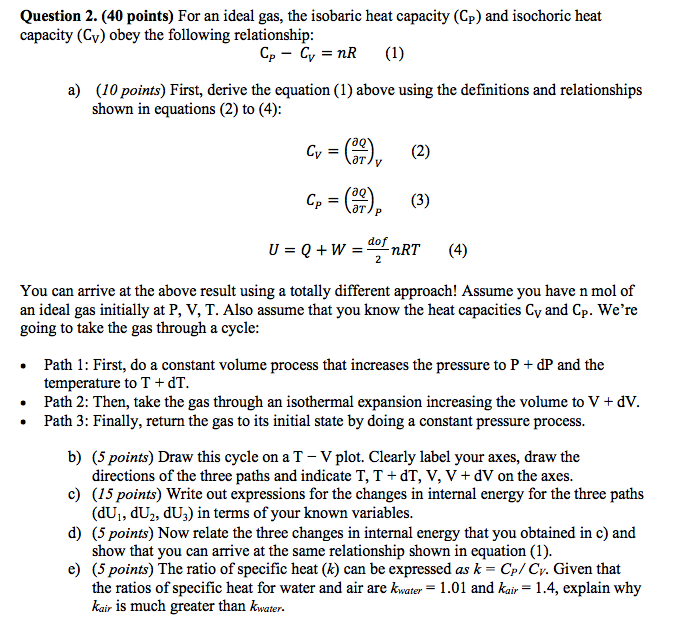 Solved Basic Thermodynamics In Question #2 (b), you | Chegg.com