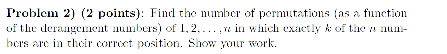Solved Problem 2) (2 points): Find the number of | Chegg.com