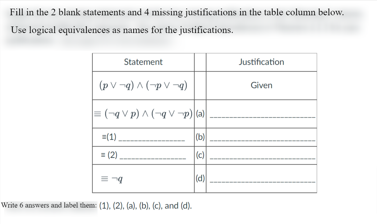 Solved Fill in the 2 blank statements and 4 missing | Chegg.com