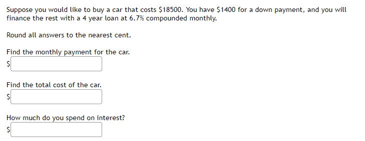 Solved Suppose you would like to buy a car that costs | Chegg.com