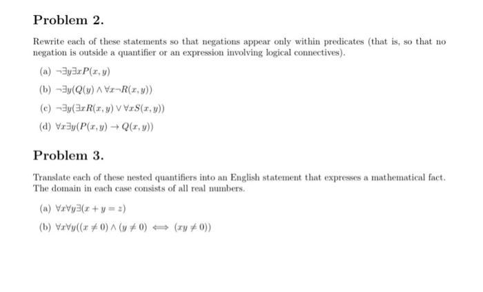 Solved Problem 2 Rewrite each of these statements so that | Chegg.com
