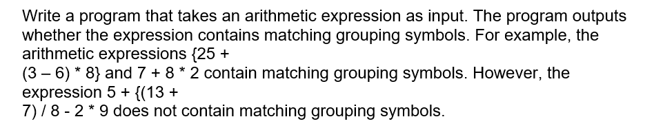 Solved Write a program that takes an arithmetic expression | Chegg.com