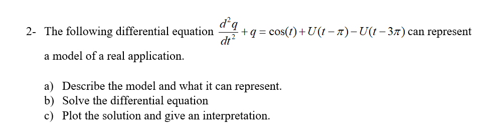 Solved dq 2- The following differential equation +9= | Chegg.com