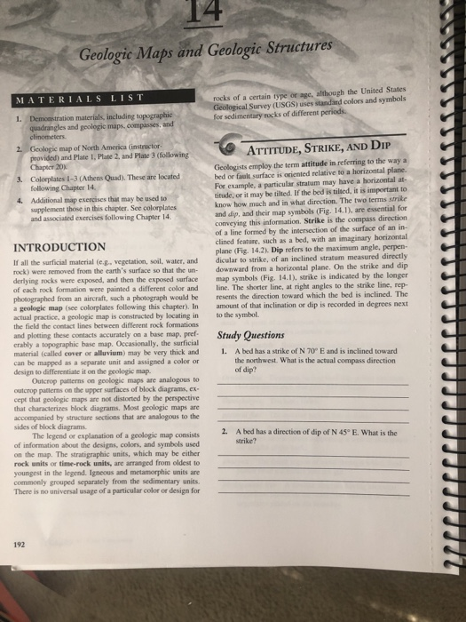 Solved Geologic Maps and Geologic Structures MATERIALS LIST | Chegg.com