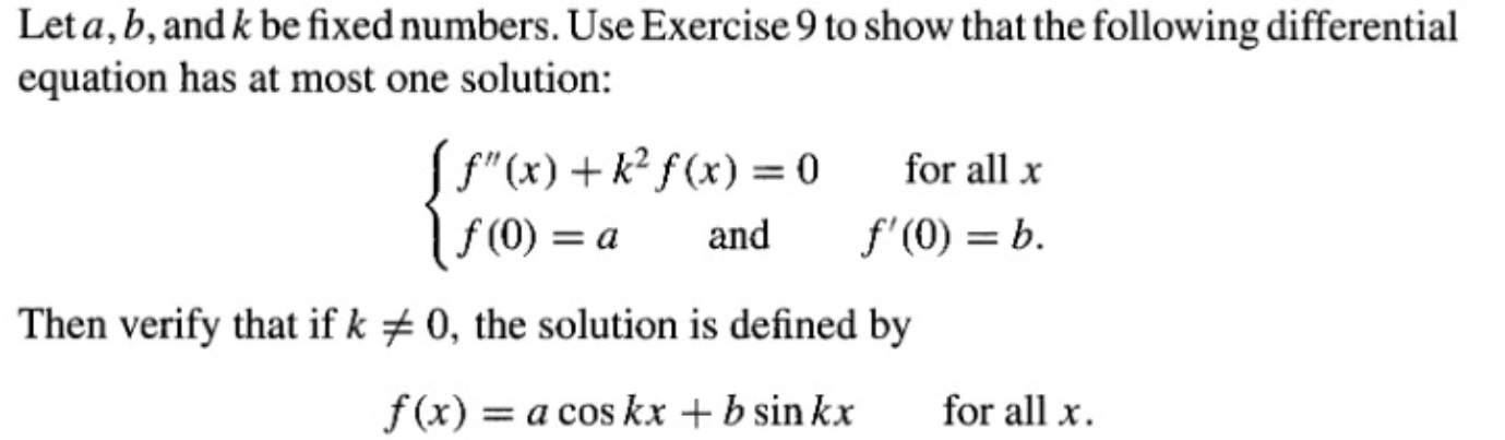 Solved Let a,b, and k be fixed numbers. Use Exercise 9 to | Chegg.com