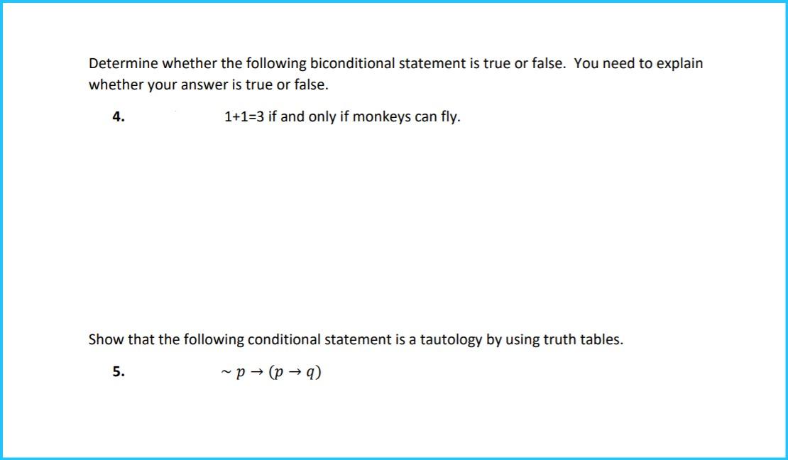 Solved Determine whether the following biconditional | Chegg.com