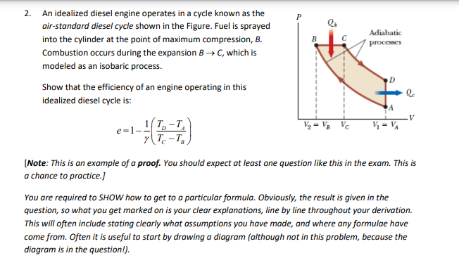 [Solved]: 2. An idealized diesel engine operates in a cycle