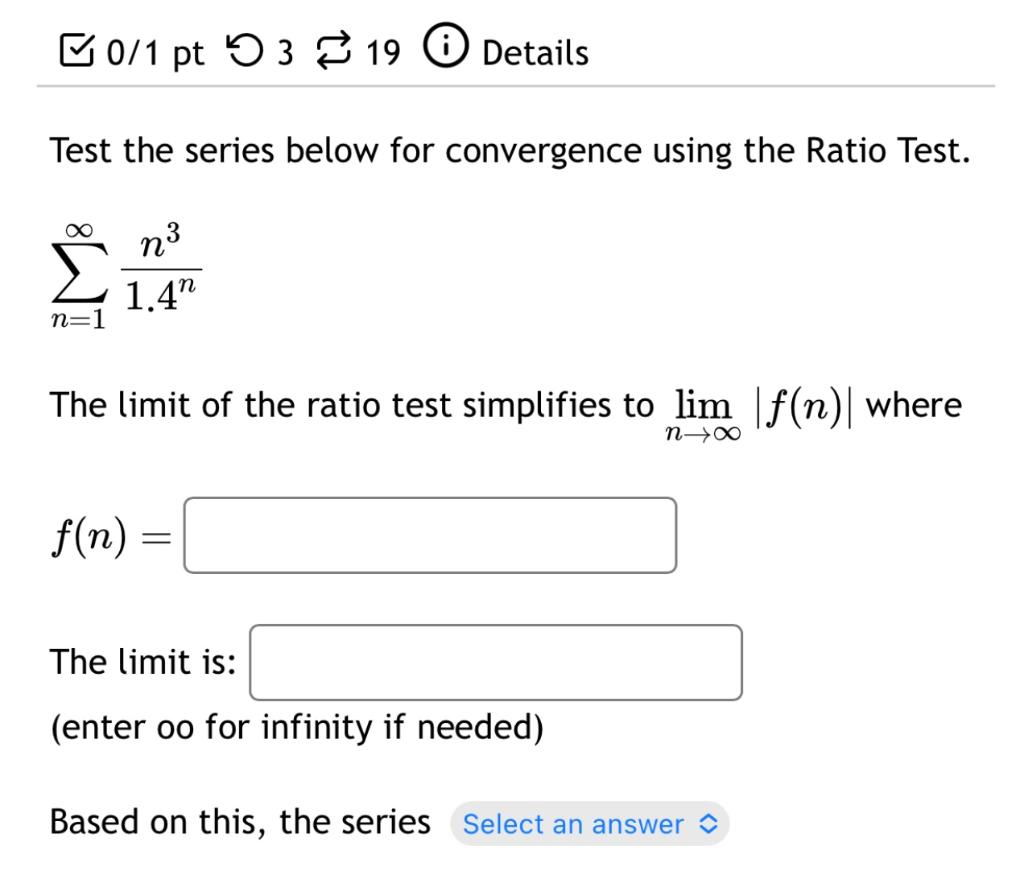 Solved Test the series below for convergence using the Ratio | Chegg.com