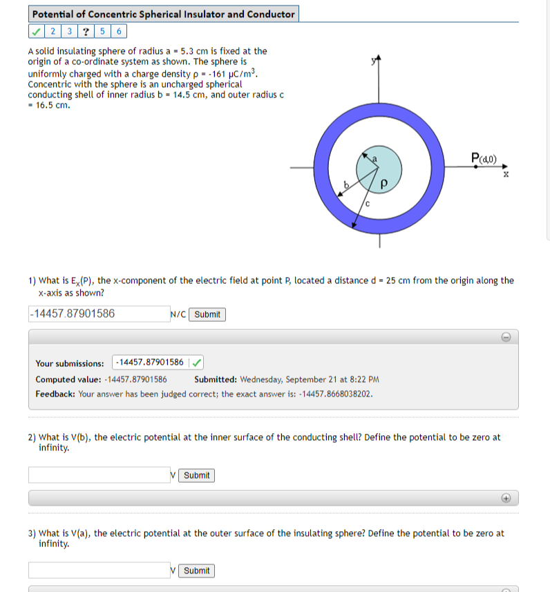 Solved Potential of Concentric Spherical Insulator and | Chegg.com