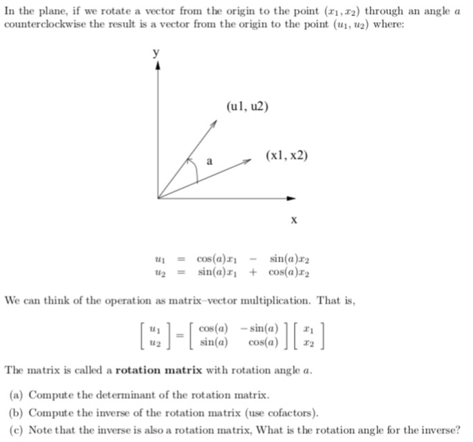 Solved In the plane, if we rotate a vector from the origin | Chegg.com