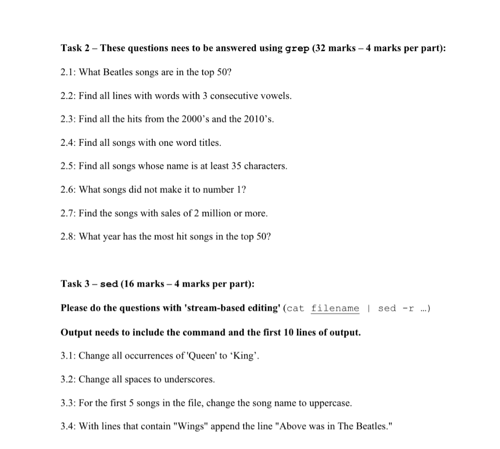 Solved Task 2 - These questions nees to be answered using | Chegg.com