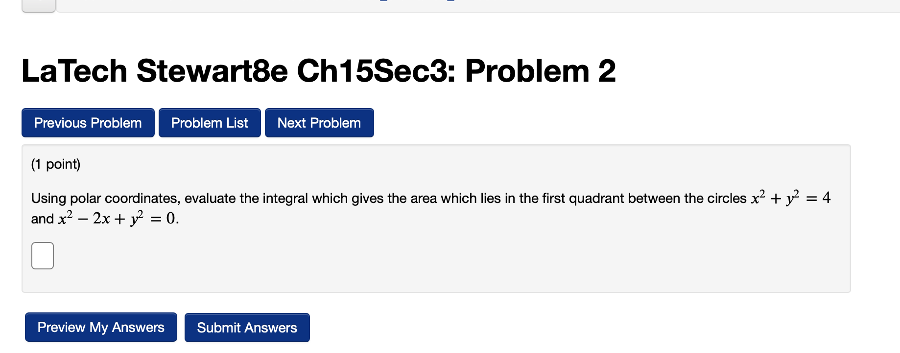 Solved La Tech Stewart8e Ch15Sec3: Problem 2 Previous | Chegg.com