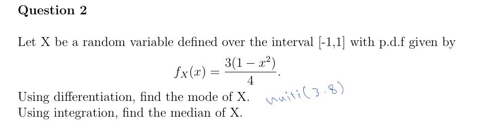 Solved Let X be a random variable defined over the interval | Chegg.com