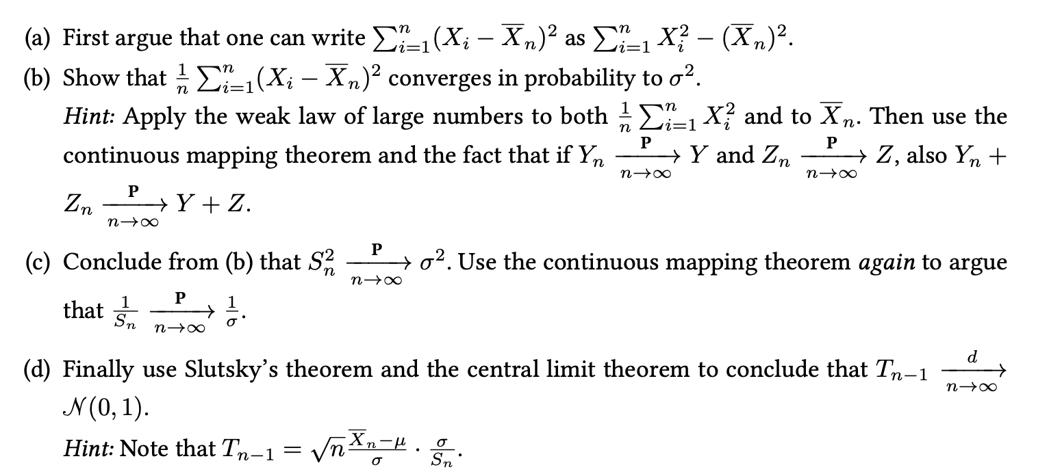 Solved 3. Asymptotic normality of the t-statistics [4 | Chegg.com