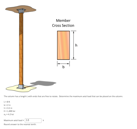 Solved Member Cross Section The column has a length L with | Chegg.com