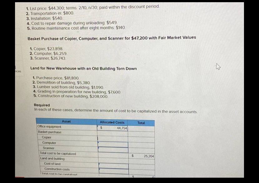 Solved List price: $44,300; terms: 210,n30; paid within the | Chegg.com