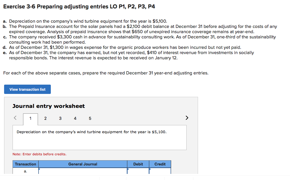 Solved Exercise 3-6 Preparing adjusting entries LO P1, P2, | Chegg.com