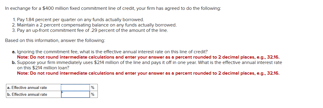 Solved In exchange for a $400 million fixed commitment line | Chegg.com