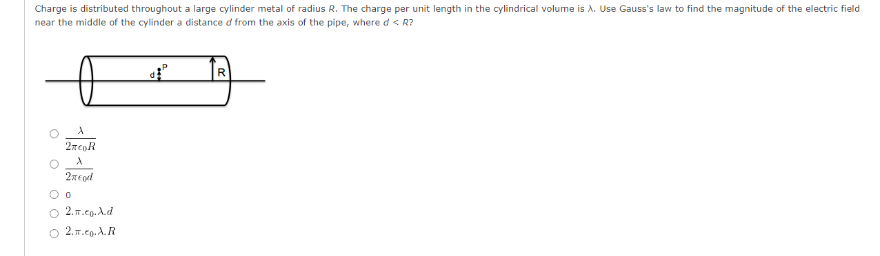 Solved Charge is distributed throughout a large cylinder | Chegg.com