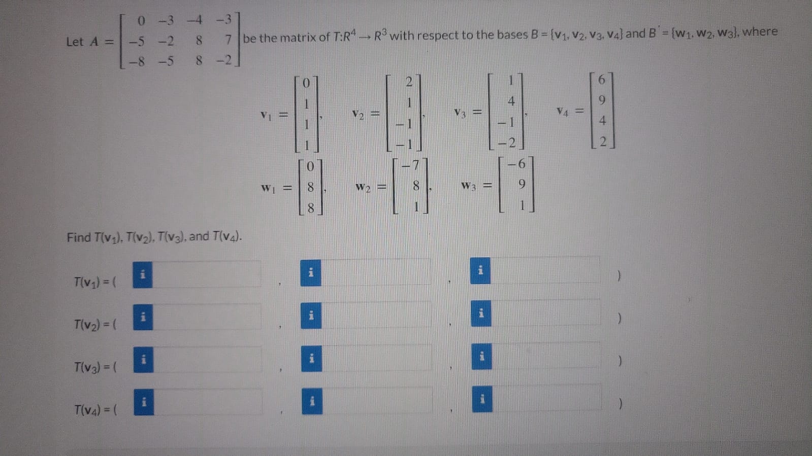 Solved Let \\( A=\\left[\\begin{array}{rrrr}0 & -3 & -4 & -3 | Chegg.com