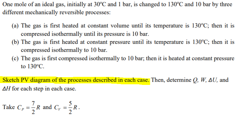 Solved One mole of an ideal gas, initially at 30°C and 1 | Chegg.com