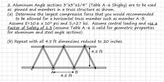 Solved 2. Aluminum Angle sections 3"x3"x1/4" (Table A-6 | Chegg.com