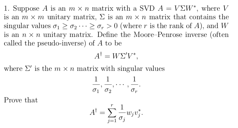 Solved 2 1. Suppose A is an m x n matrix with a SVD A = | Chegg.com