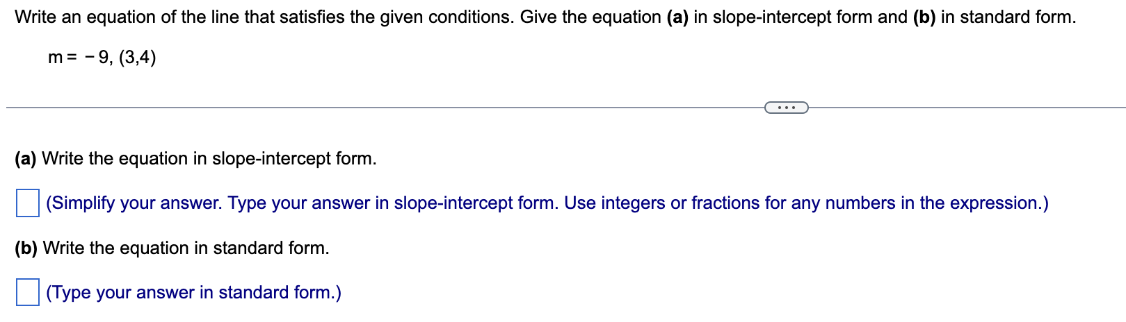 Solved Write an equation of the line that satisfies the | Chegg.com