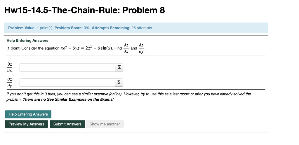 Solved Hw13-14.3-Partial-Derivatives: Problem 4 Problem | Chegg.com