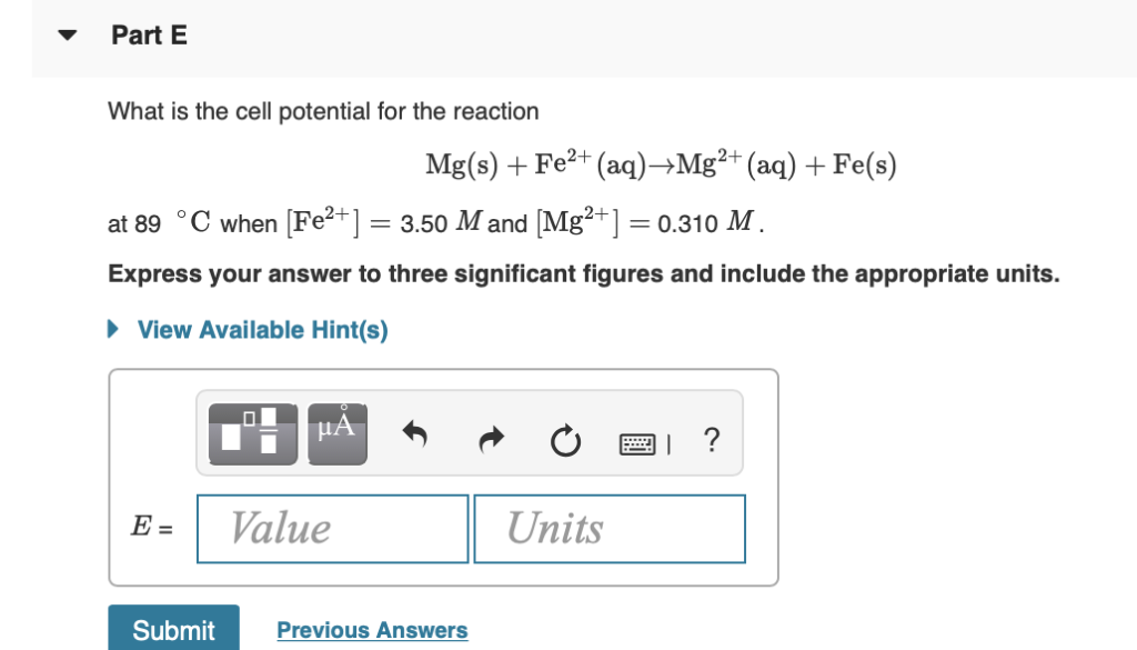 Solved Interactive Activity-The Relationship among E°cell, | Chegg.com