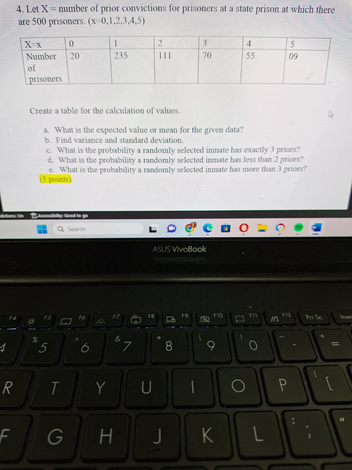 Solved 4. Let X= number of prior convictions for prisoners | Chegg.com