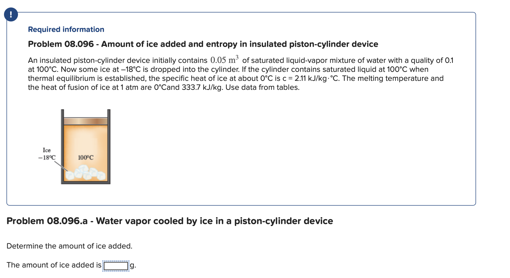 Solved Required informationProblem 08.096 - ﻿Amount of ﻿ice | Chegg.com
