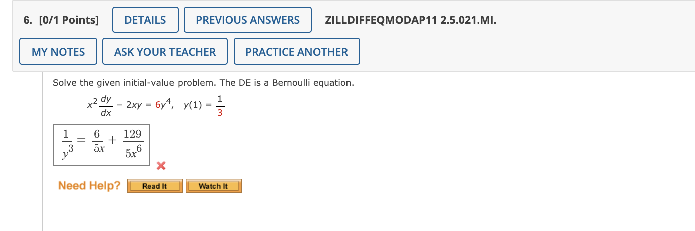 Solved 6. [0/1 Points] DETAILS PREVIOUS ANSWERS | Chegg.com