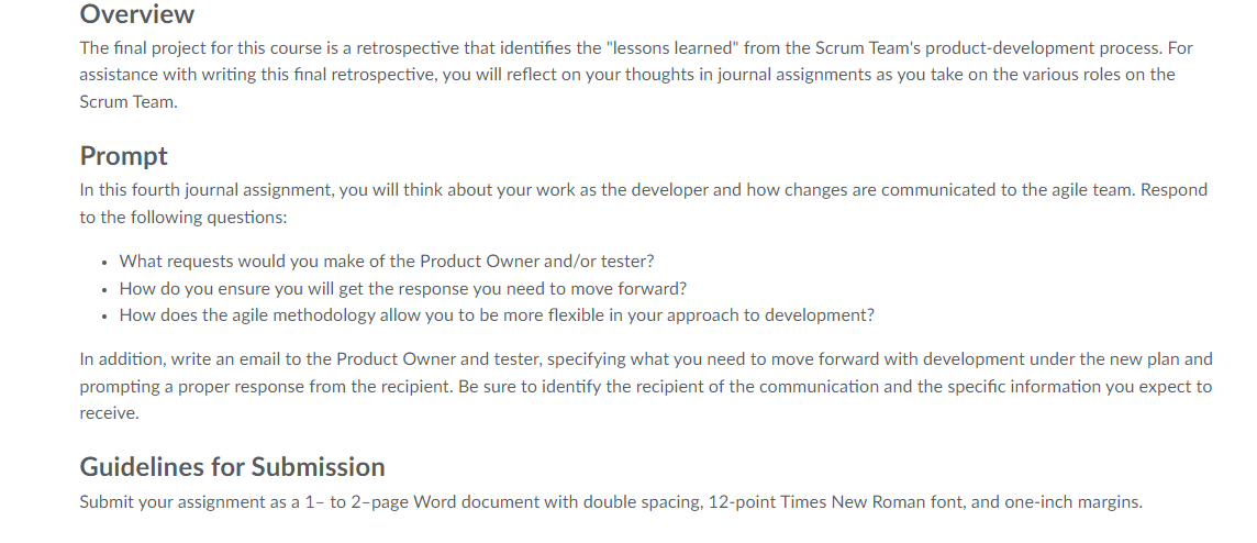 Solved The final project for this course is a retrospective | Chegg.com