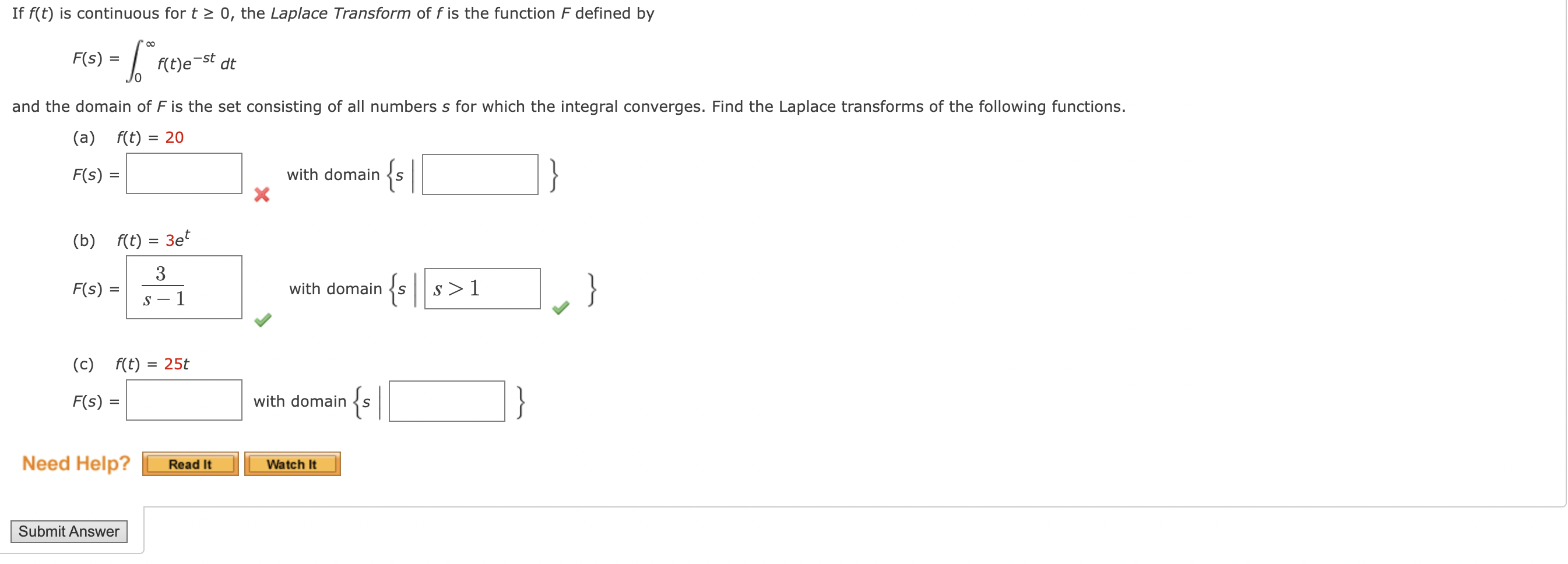 Solved If f(t) is continuous for t≥0, the Laplace Transform | Chegg.com