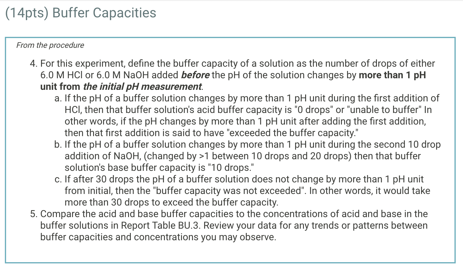 Solved 14pts) Buffer Capacities From the procedure 4. For | Chegg.com