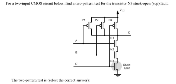 Solved For a two-input CMOS circuit below, find a | Chegg.com
