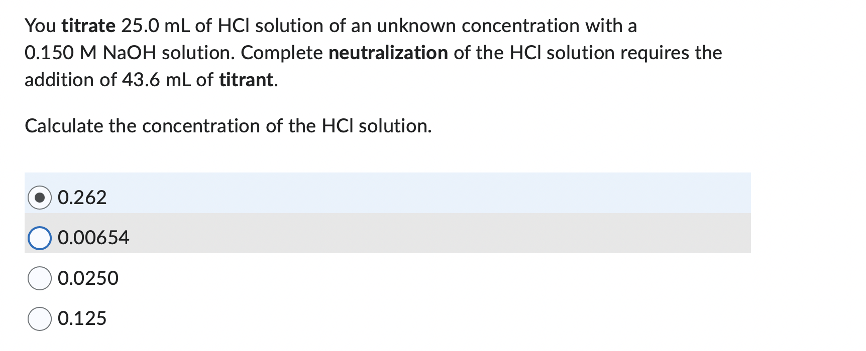 Solved You titrate 25.0 mL of HCl solution of an unknown | Chegg.com