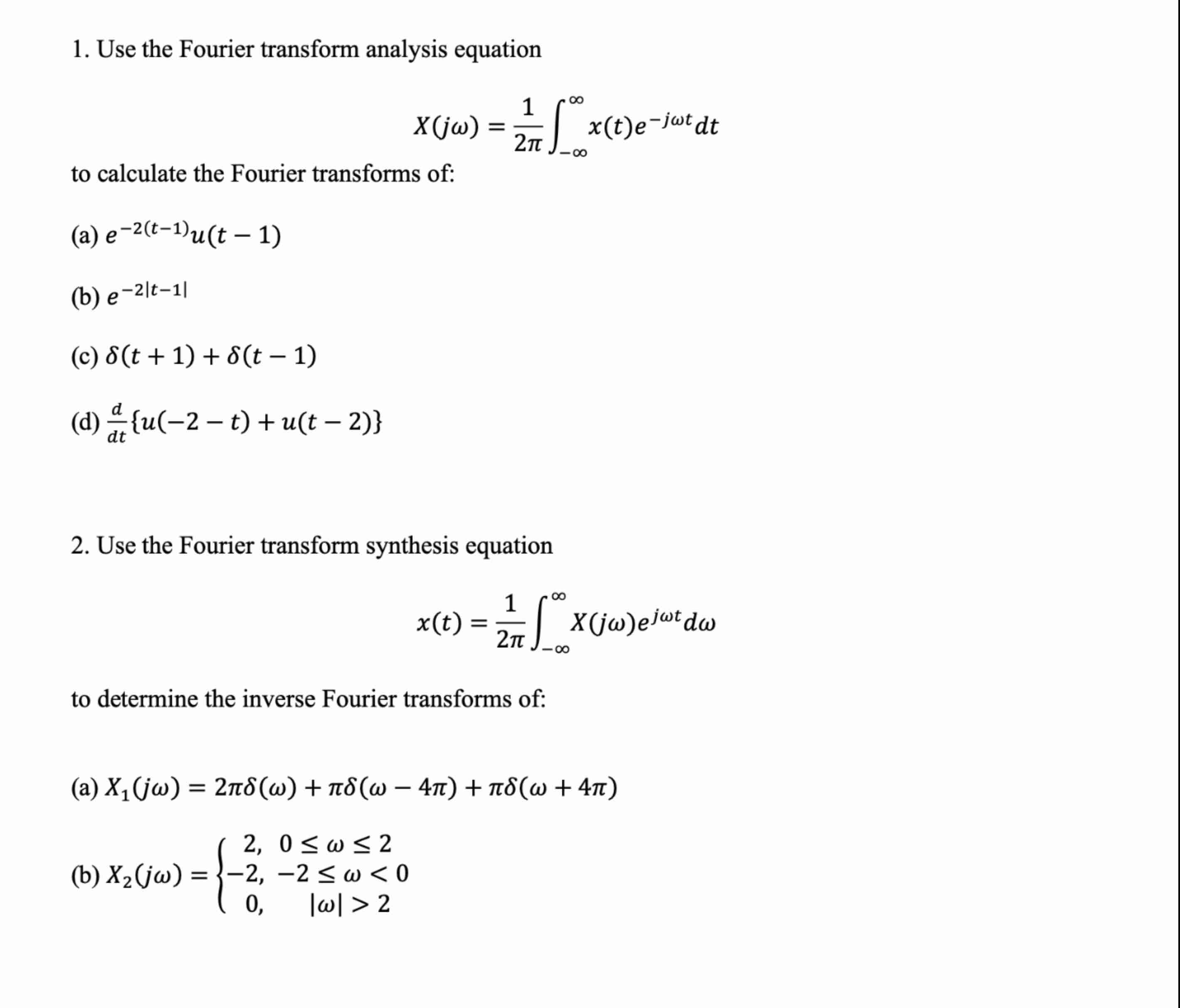 Solved Use the Fourier transform analysis | Chegg.com