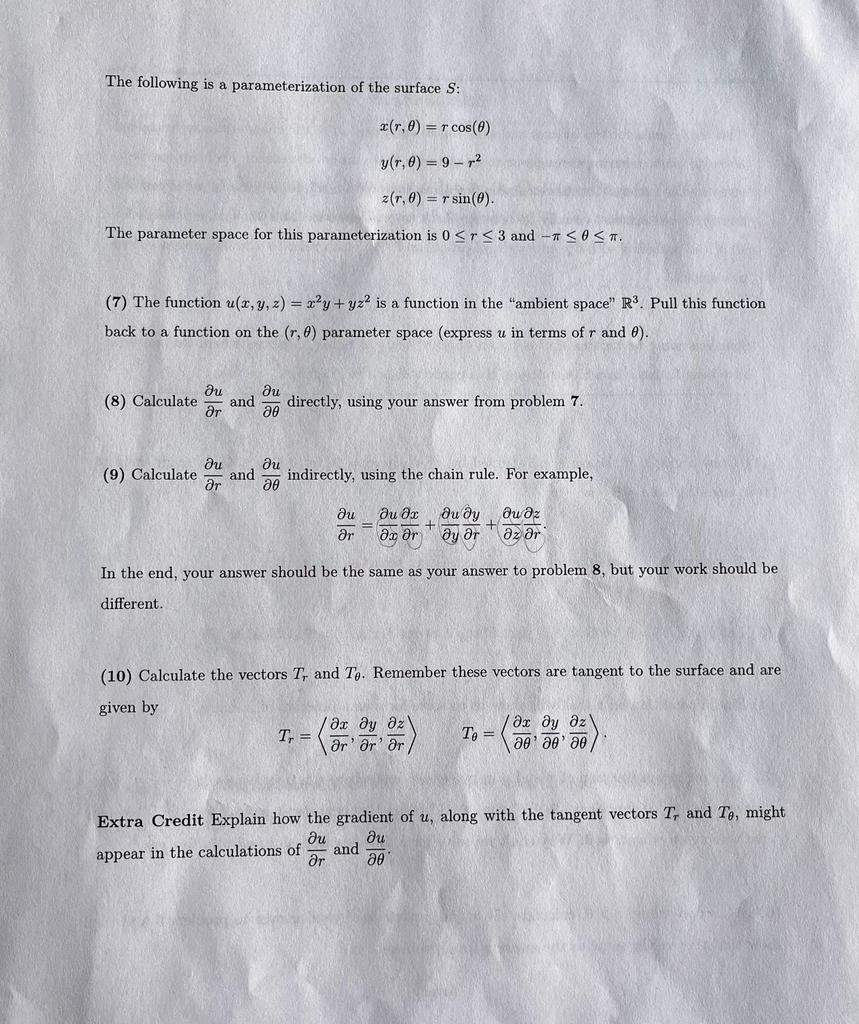 Solved The following is a parameterization of the surface S | Chegg.com
