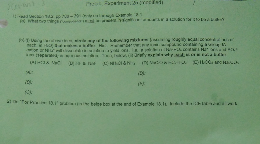 Solved Prelab, Experiment 25 (modified) 1) Read Section | Chegg.com