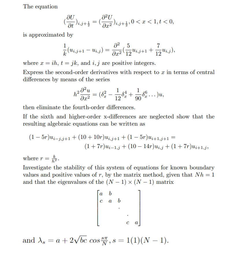 The equation au a2U ətli,+= Ər2)i,j+4,0 | Chegg.com