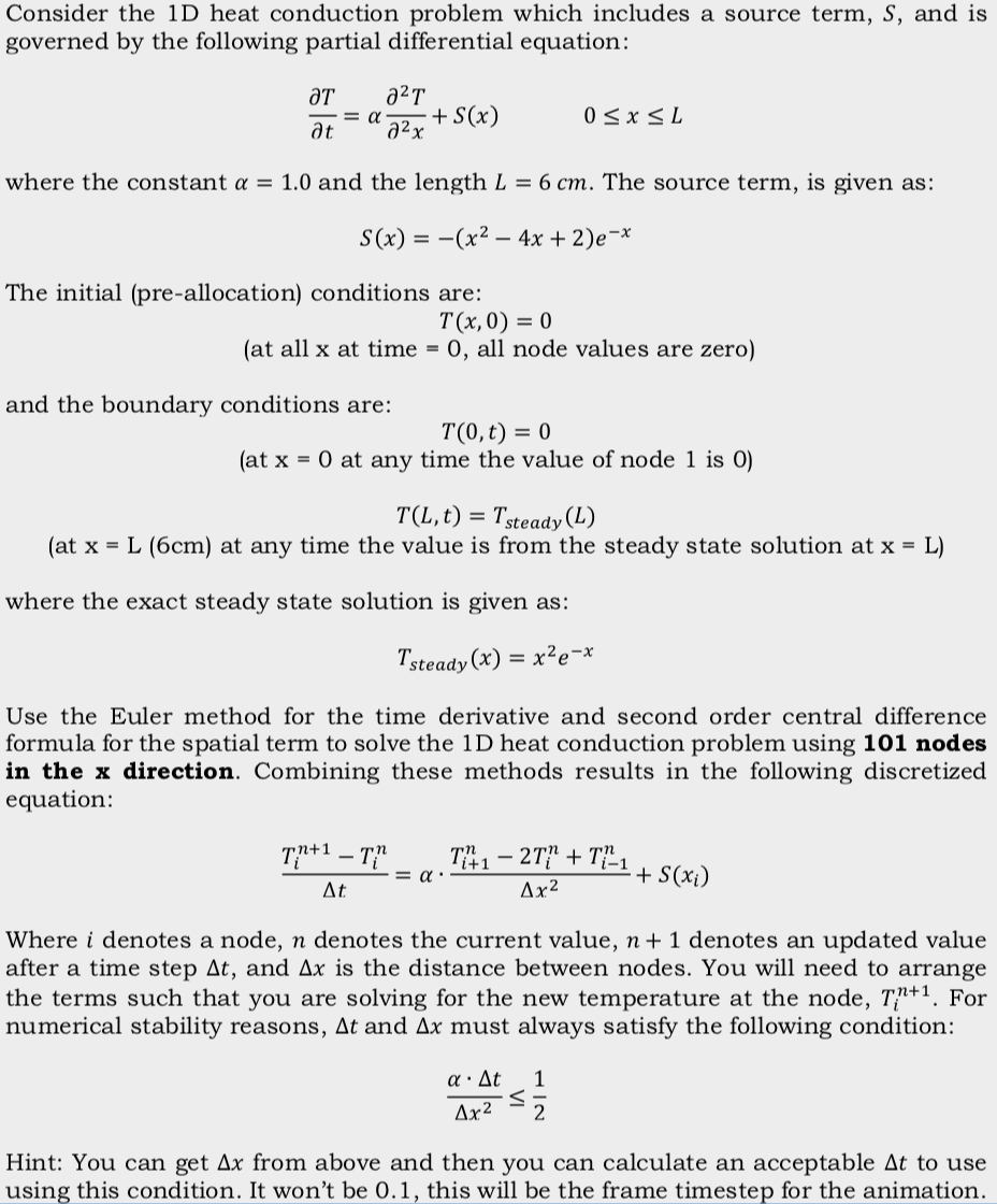 Consider the 1D heat conduction problem which | Chegg.com