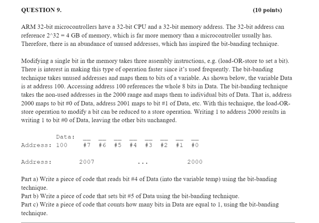 Solved QUESTION 9. (10 points) ARM 32-bit microcontrollers | Chegg.com