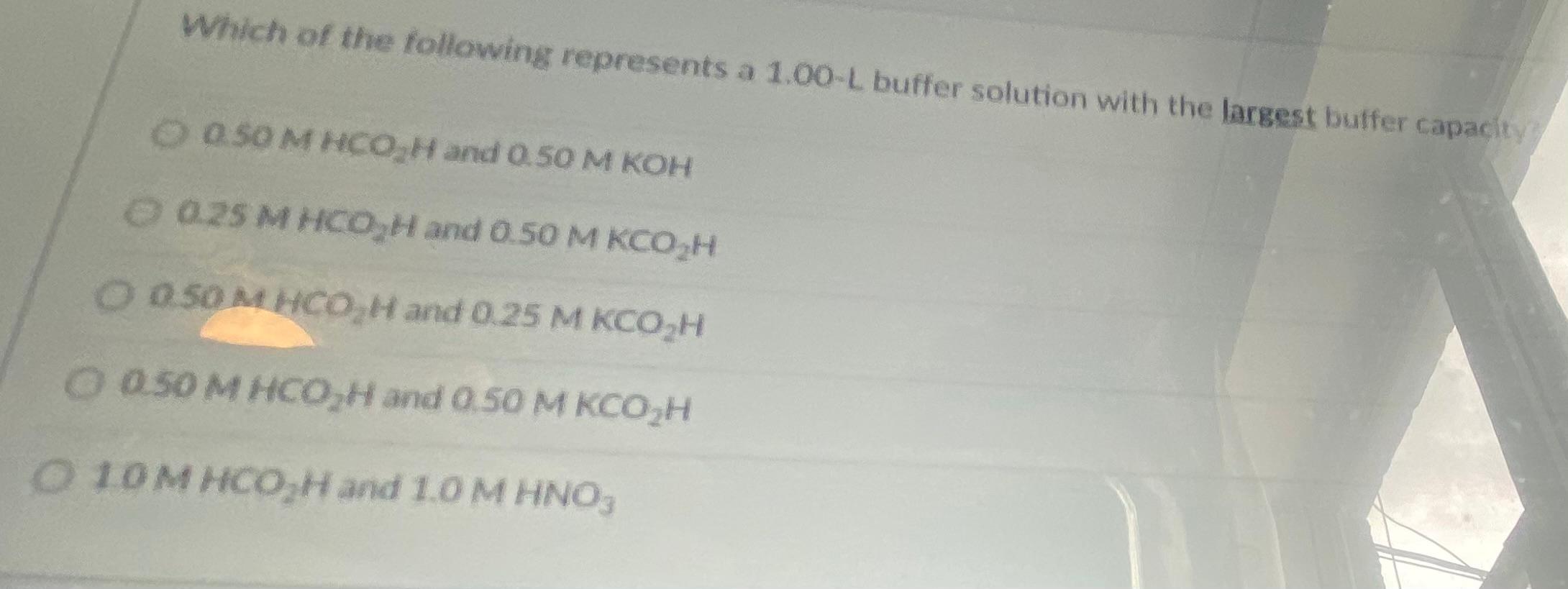 Solved Which of the following represents a 1.00-L buffer | Chegg.com