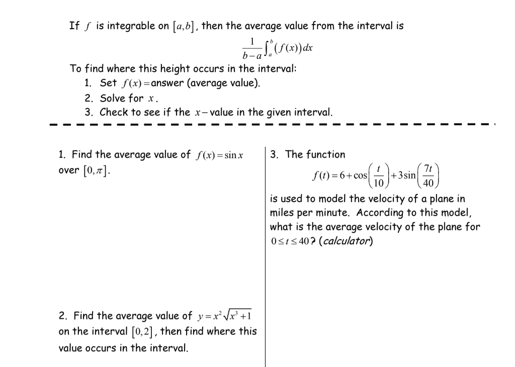 Solved If f is integrable on [a,b], then the average value | Chegg.com
