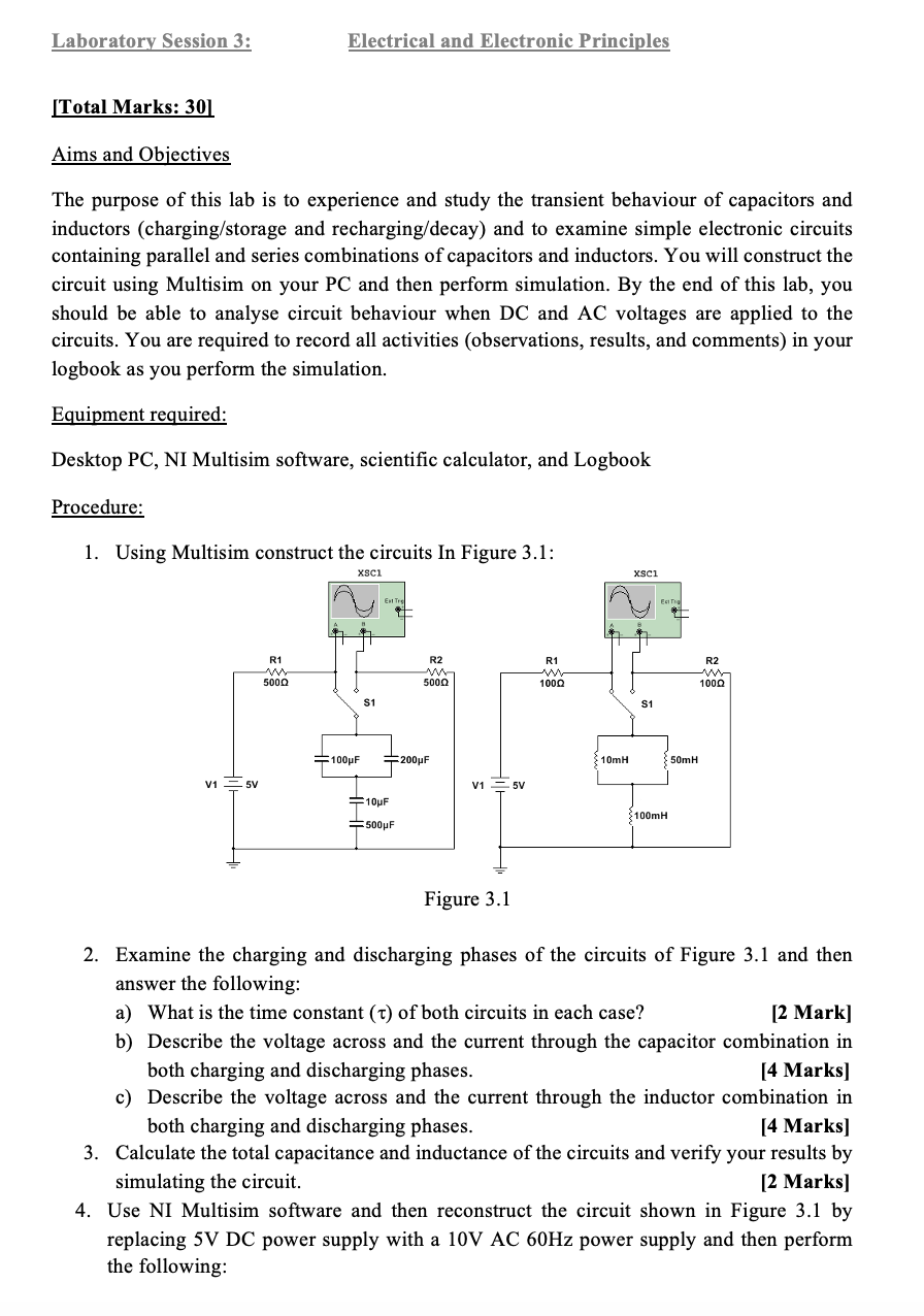 Solved [Total Marks: 30] Aims and Objectives The purpose of | Chegg.com