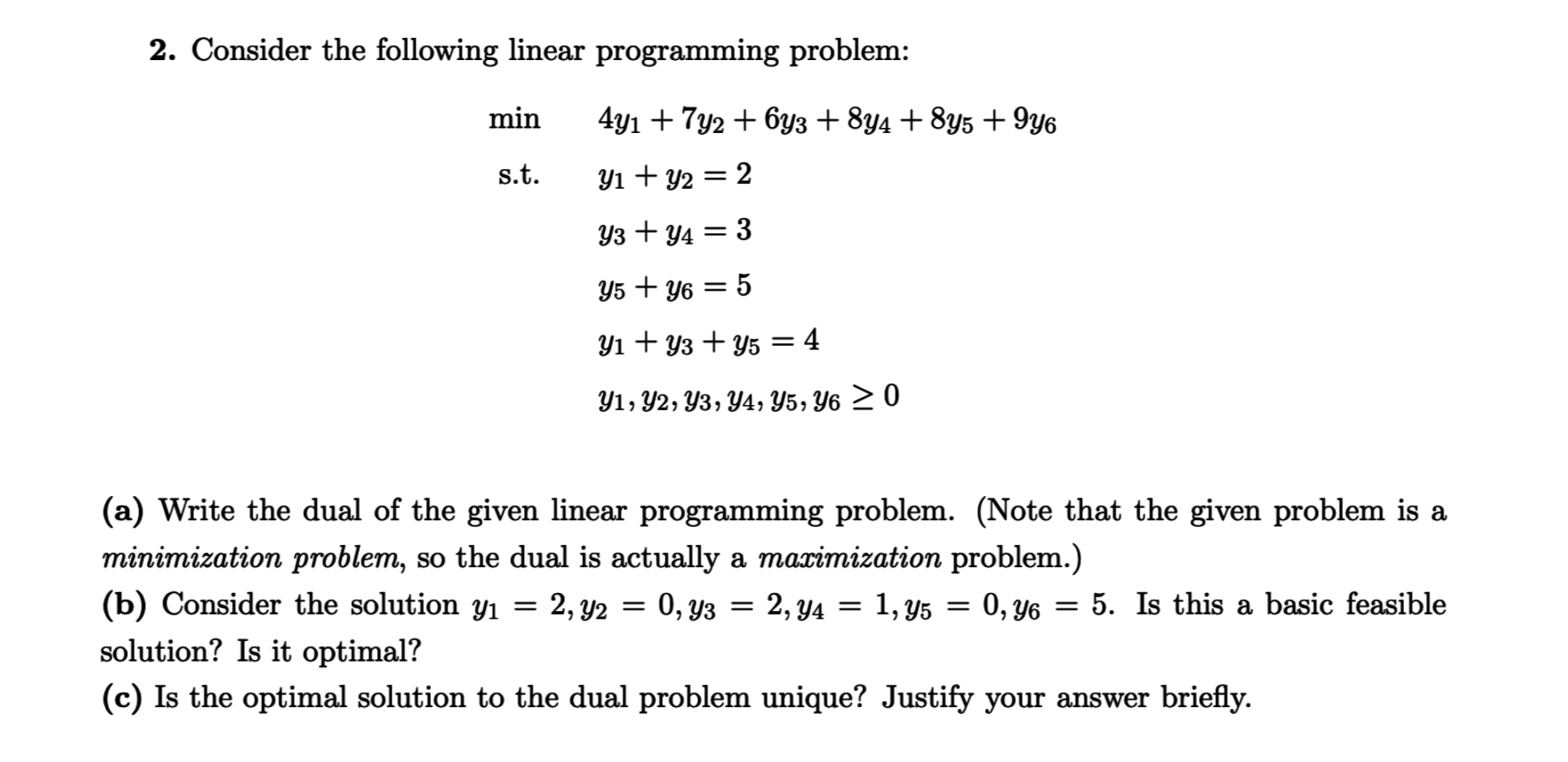 2. Consider the following linear programming problem: | Chegg.com