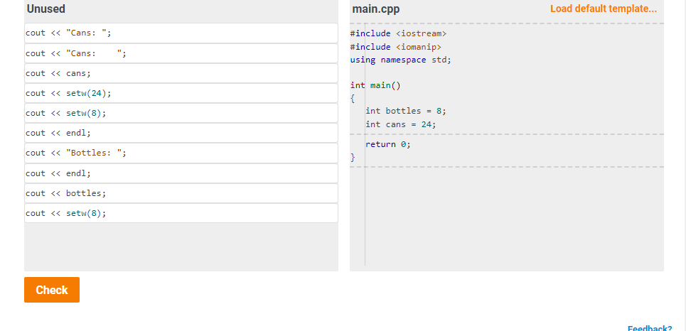 Solved IN C++ ﻿LANGUAGE Using the setw manipulator, improve | Chegg.com