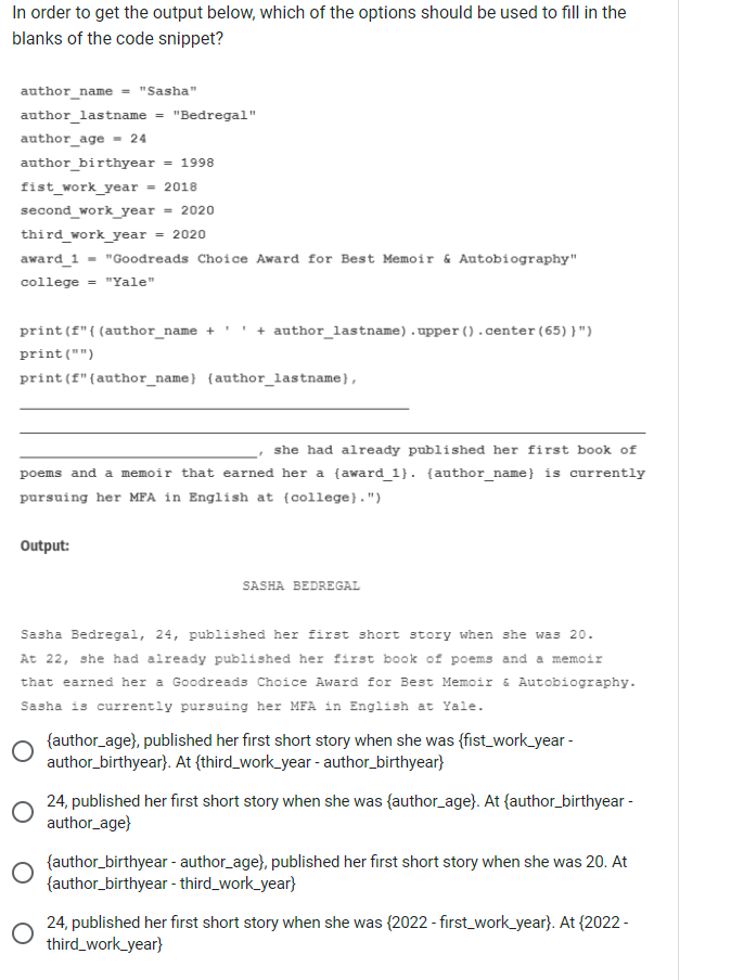 Solved What will the following code snippet print? | Chegg.com